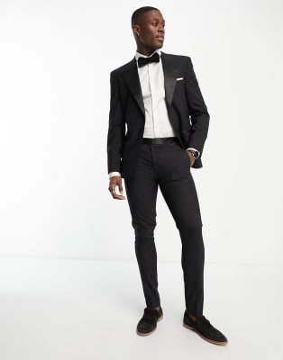 Noak 'Verona' wool-rich skinny tuxedo suit with satin side stripe in ...