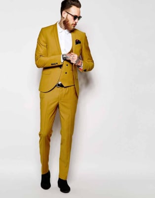 Noose & Monkey Suit With Shawl Lapel In Skinny Fit Beige | ASOS