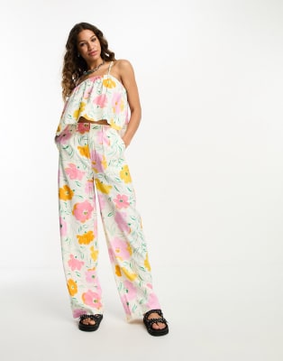 Object cami top and trouser co-ord in pink and yellow floral print | ASOS