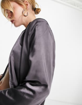 Object satin tailored blazer and pants set in mauve | ASOS