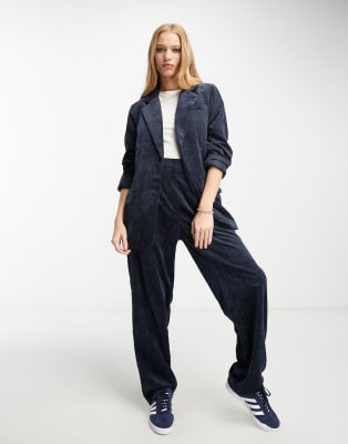 Object tapered cord blazer & trouser co-ord in navy | ASOS
