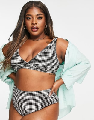 Peek & Beau Curve Exclusive wrap bikini top and bottoms with detailing in seersucker | ASOS