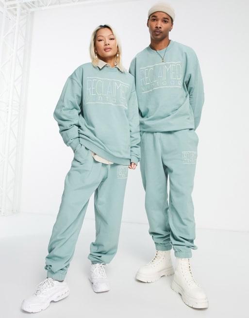 Reclaimed Vintage Inspired - Ensemble unisexe avec broderie pastel - Vert sauge | ASOS