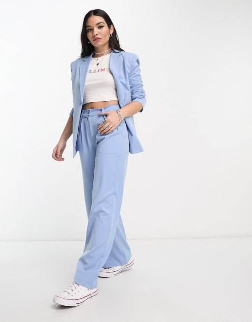Reclaimed Vintage Menzy blazer and pants set in blue slub | ASOS