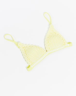 River Island moulded triangle bikini set in yellow | ASOS