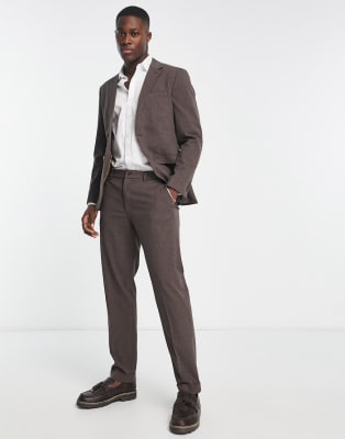 Selected Homme slim fit suit in brown mini check | ASOS