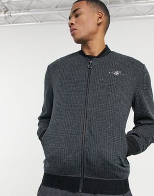 SikSilk tonal check tracksuit set in gray | ASOS