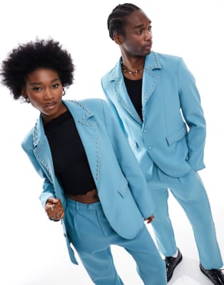 Sister Jane Unisex Clover studded suit in blue set | ASOS