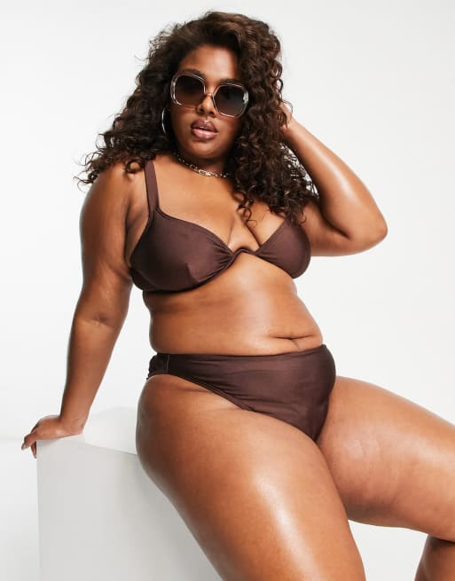South Beach Curve - Bikini ultra brillant - Marron | ASOS