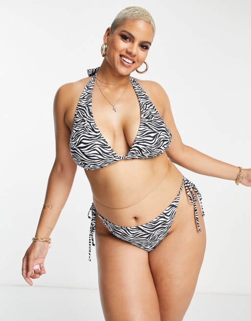 South Beach Curve Exclusive mix & match bikini in zebra print | ASOS