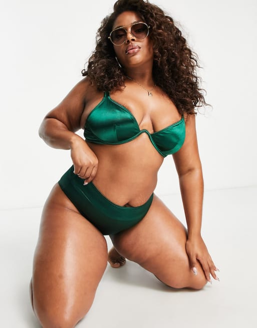 South Beach Curve mix and match in high shine green | ASOS