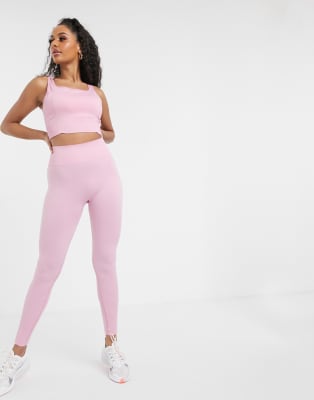 South Beach seamless crop top and leggings in pink | ASOS