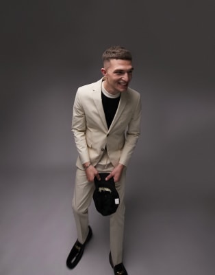 Topman - Costume ajusté en coton - Écru délavé | ASOS