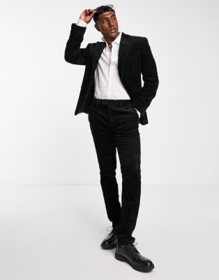 Topman - Costume ajusté en velours à grosses côtes - Noir | ASOS