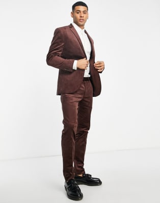 Topman - Costume ajusté en velours côtelé - Marron | ASOS
