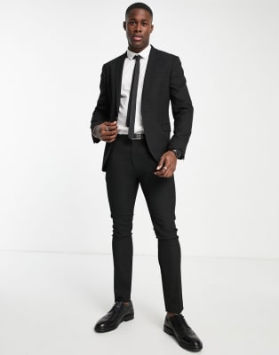 Topman - Costume deux pièces ultra ajusté en tissu recyclé - Noir | ASOS