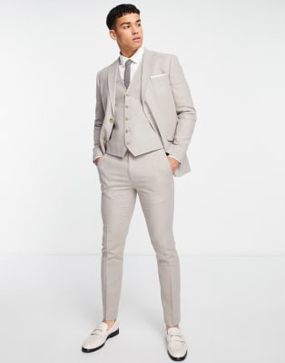 Topman - Costume trois pièces skinny à chevrons - Taupe | ASOS