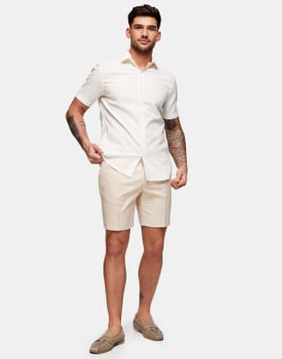 Topman dax suit jacket and slim fit smart shorts in stone | ASOS