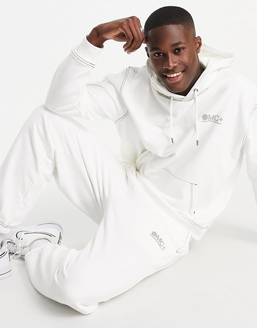 Topman Omc Oversize Kapuzenpullover In Weiß Mit Reflektierendem