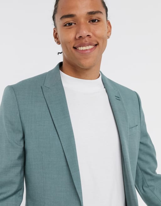 Topman Tall skinny suit in sage | ASOS