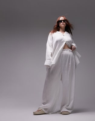 Topshop Curve - Ensemble de plage texturé - Blanc | ASOS