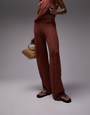 Topshop knit open stitch tank top set in rust | ASOS