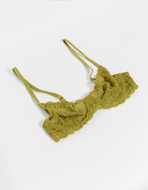 Topshop lace bra set in olive | ASOS