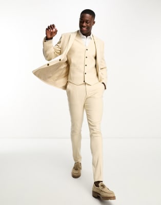 Traje color arena entallado de ASOS DESIGN | ASOS