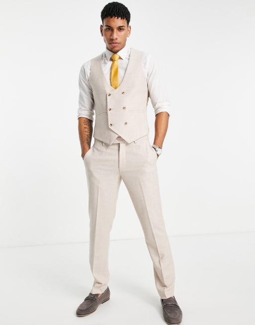 Traje color crema de corte slim de mezcla de lana de Harry Brown ...