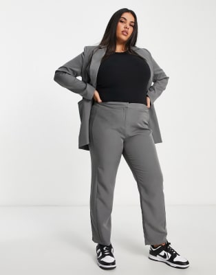 Unique21 Hero Plus longline blazer and high waisted tailored trousers ...