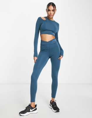 VAI21 asymmetrical cut out long sleeve top in blue - part of a set | ASOS