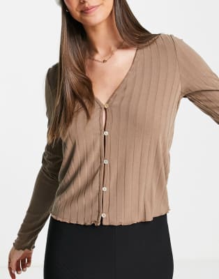 Vero Moda Tall ribbed set in Mocha | ASOS
