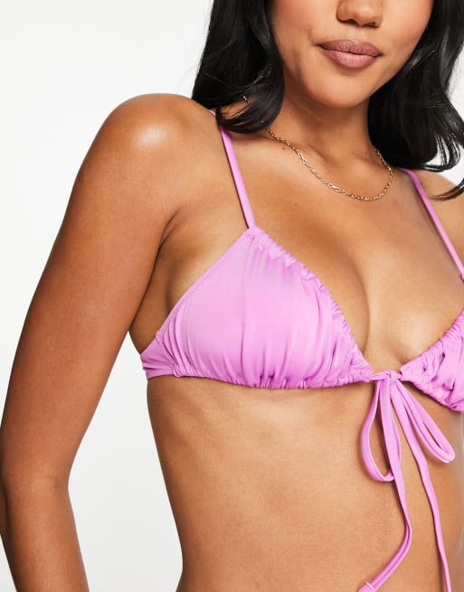 Weekday tie front bikini top and high leg bottoms | ASOS