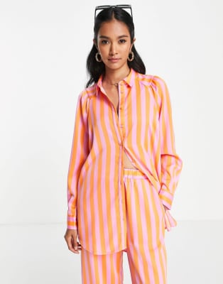 Y.A.S striped shirt and trouser co-ord in pink | ASOS