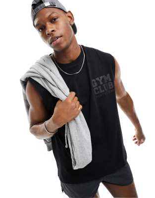 4505 pump training vest with chest graphic and quick dry in black | ASOS