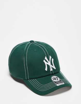 47 Brand NY Yankee clean cap with contrast stitch detail in green | ASOS