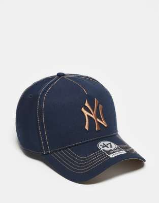 47 Brand NY Yankees mvp cap with contrast stitch detail in navy | ASOS