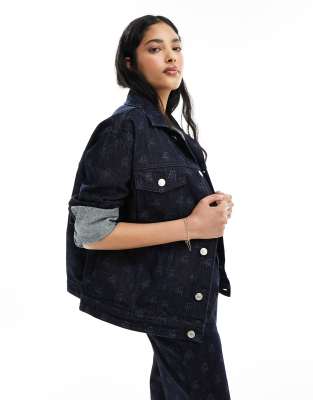 4th & Reckless denim logo laser print jacket in dark blue (part of a ...