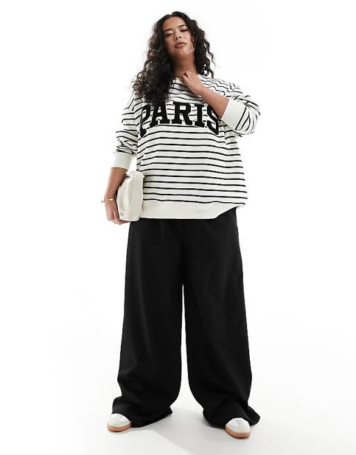 4th & Reckless Plus exclusive Paris logo sweatshirt in black 4th & Reckless Plus exclusive Paris logo sweatshirt in black