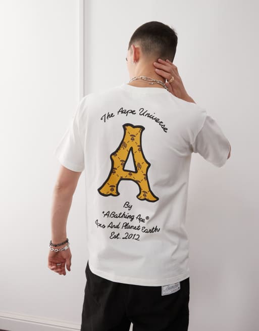 Aape By A Bathing Ape A logo back print T-shirt in cream | ASOS