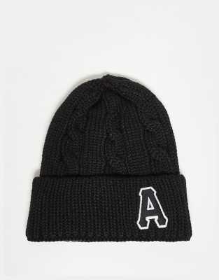 Aape by A Bathing Ape - Bonnet en maille torsadée - Noir | ASOS
