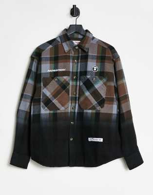AAPE By A Bathing Ape check shirt in black | ASOS