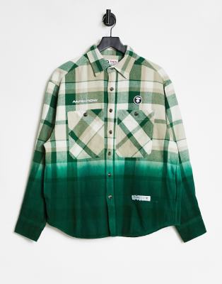 AAPE By A Bathing Ape check shirt in green | ASOS