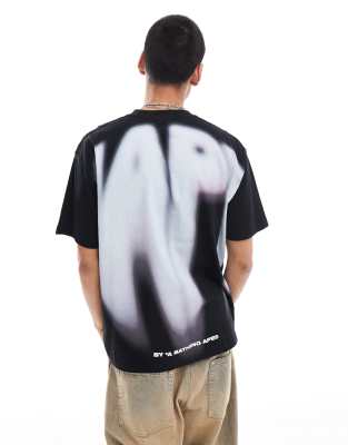 Aape by A Bathing Ape faded back print t-shirt logo in black | ASOS