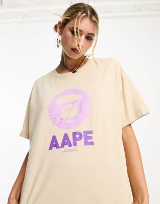 Aape By A Bathing Ape logo t-shirt in beige | ASOS