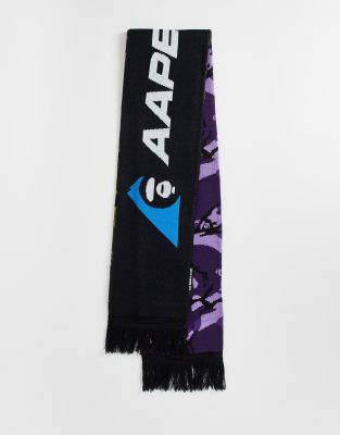 AAPE By A Bathing Ape mount snow scarf in black | ASOS