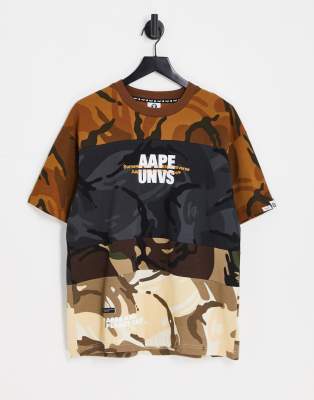 AAPE By A Bathing Ape mutli camo t-shirt in brown | ASOS