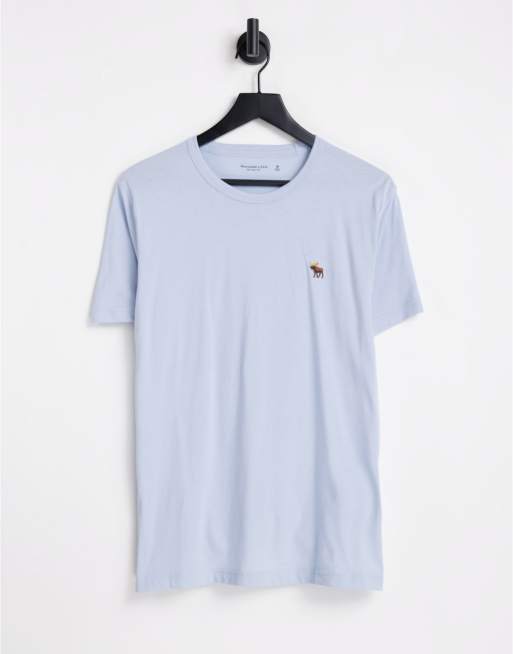 Abercrombie & Fitch 3D icon logo t-shirt in light blue | ASOS