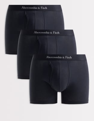 Abercrombie & Fitch – 3er-Pack Boxershorts in Schwarz mit farblich ...