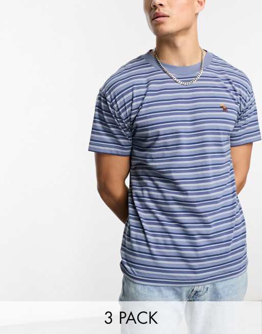 Abercrombie And Fitch 3er Pack T Shirts In Blau Gestreiftweiß